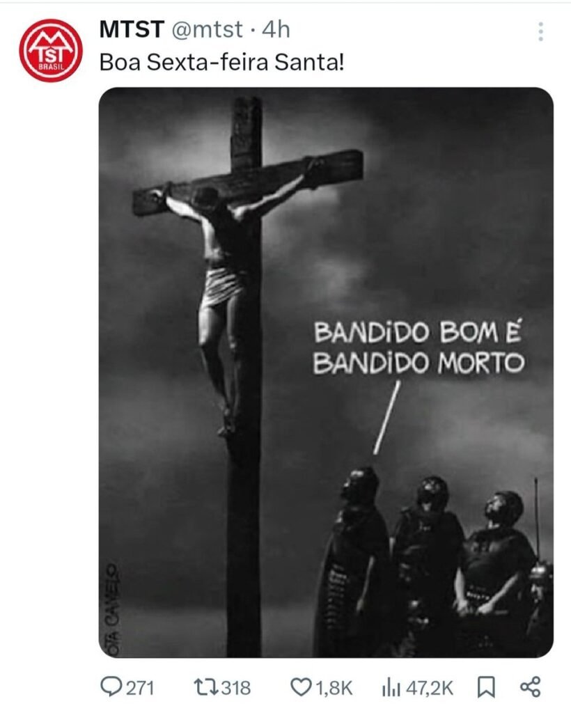 MTST faz publicação de Jesus crucificado que revolta religiosos; VEJA ...